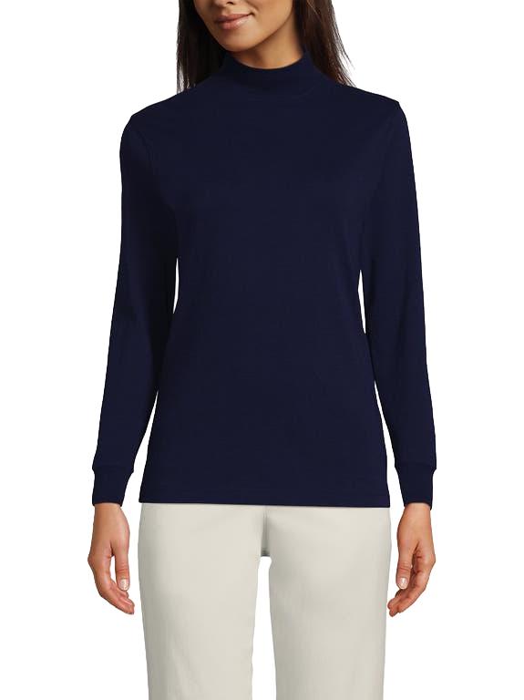LANDS' END Relaxed Cotton Long Sleeve Mock Turtleneck